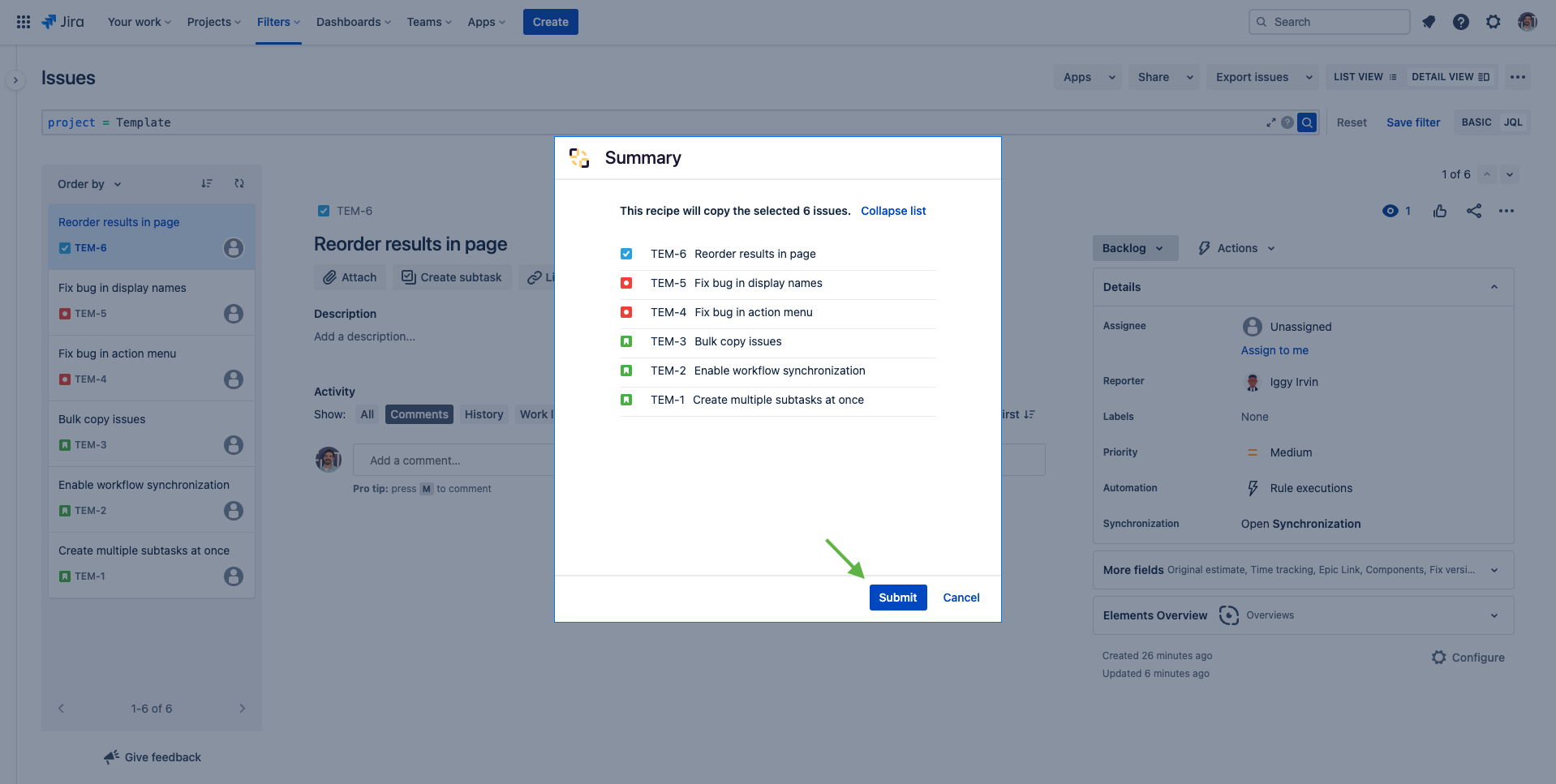 Bulk copy up to 1000 Jira issues at once