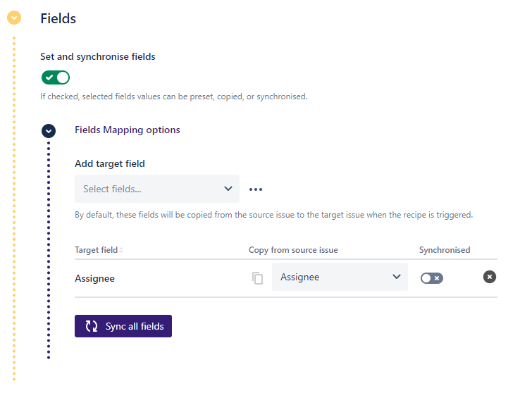 Create a mapping of Jira fields between two issues