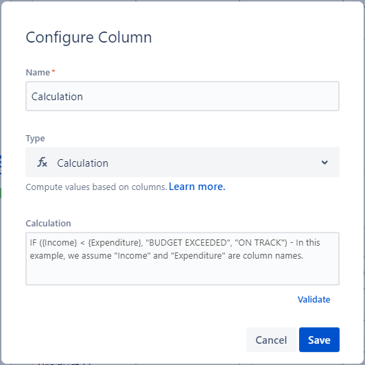 Calculation Columns