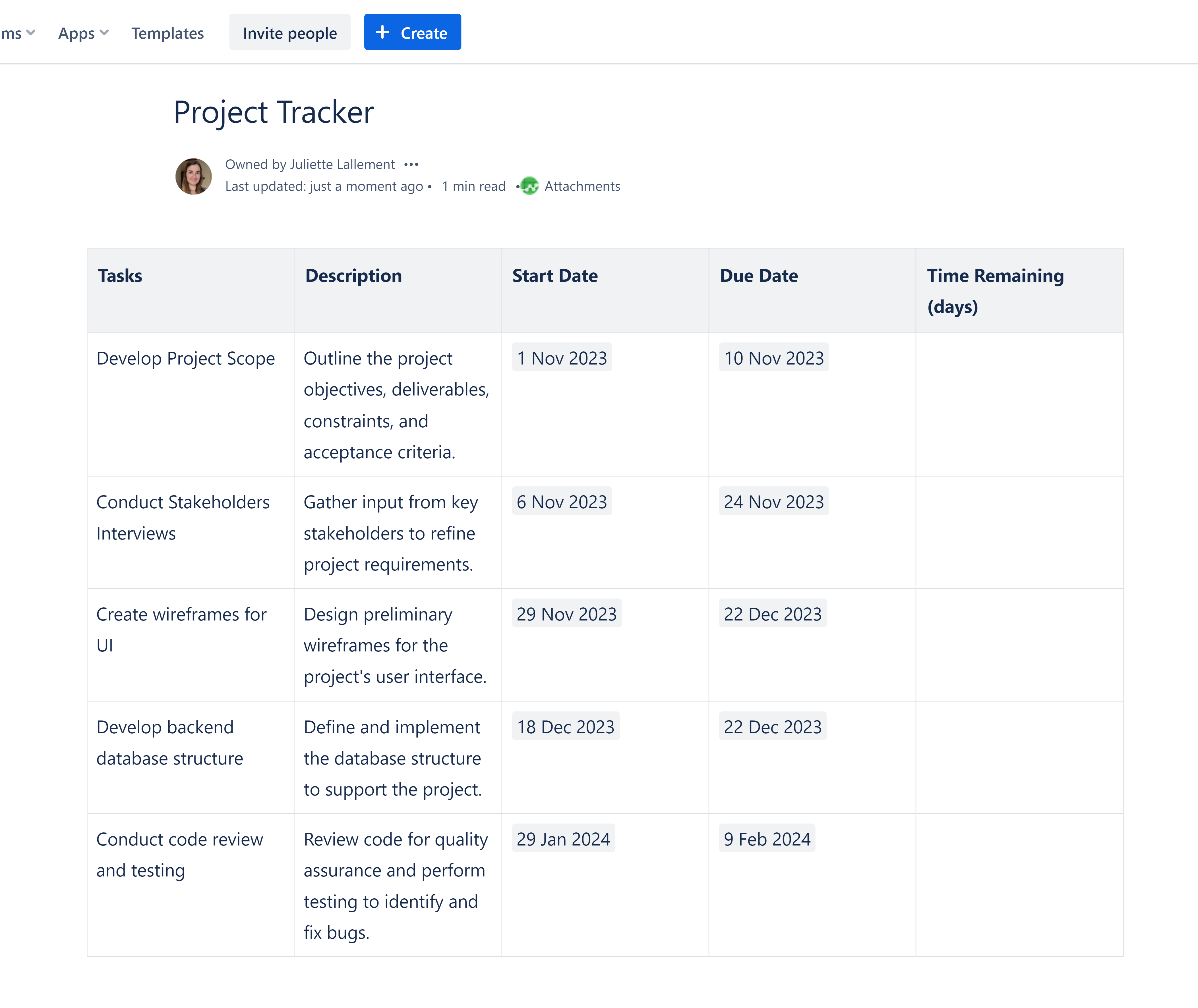 Track time remaining