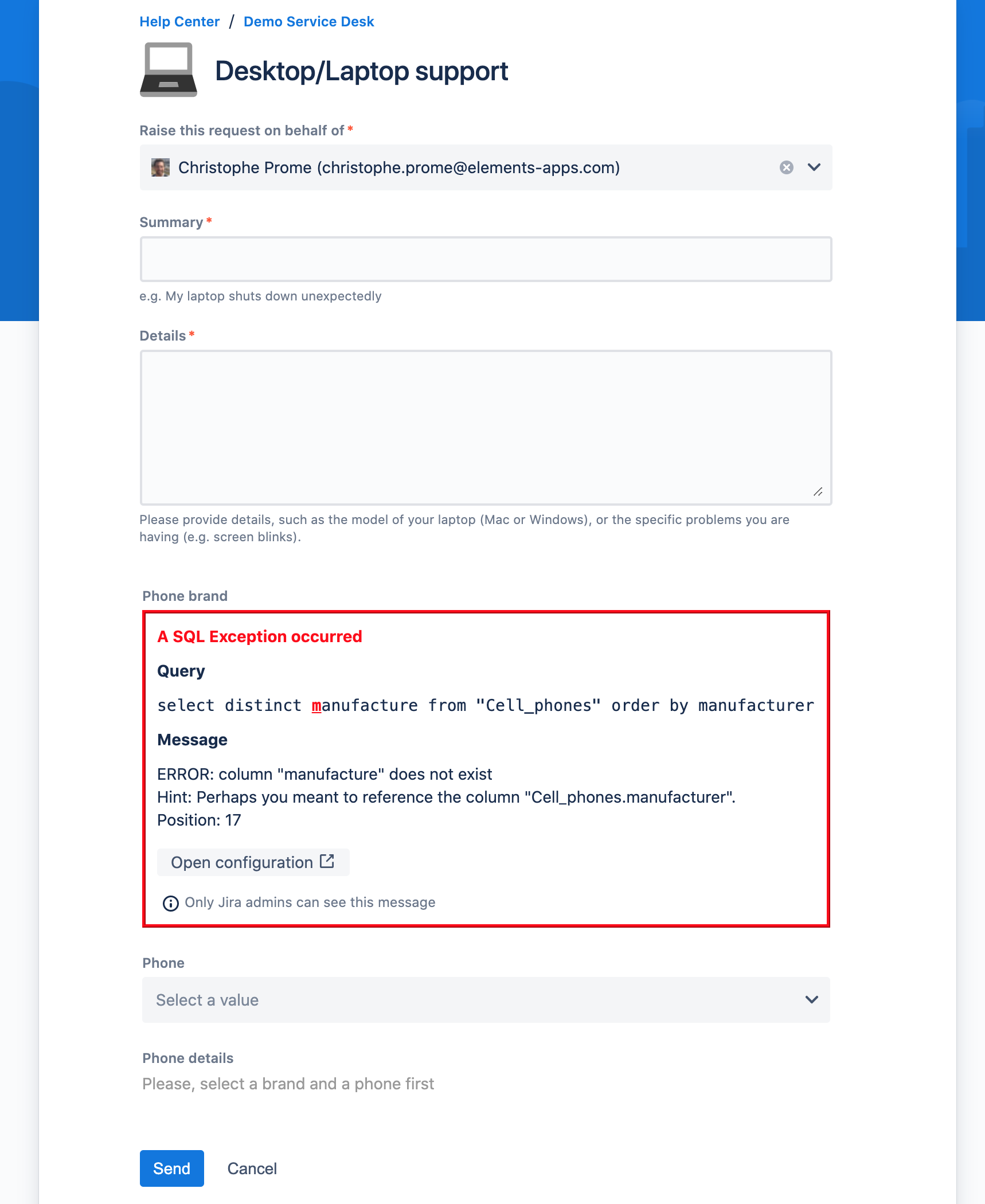 Troubleshooting configuration error