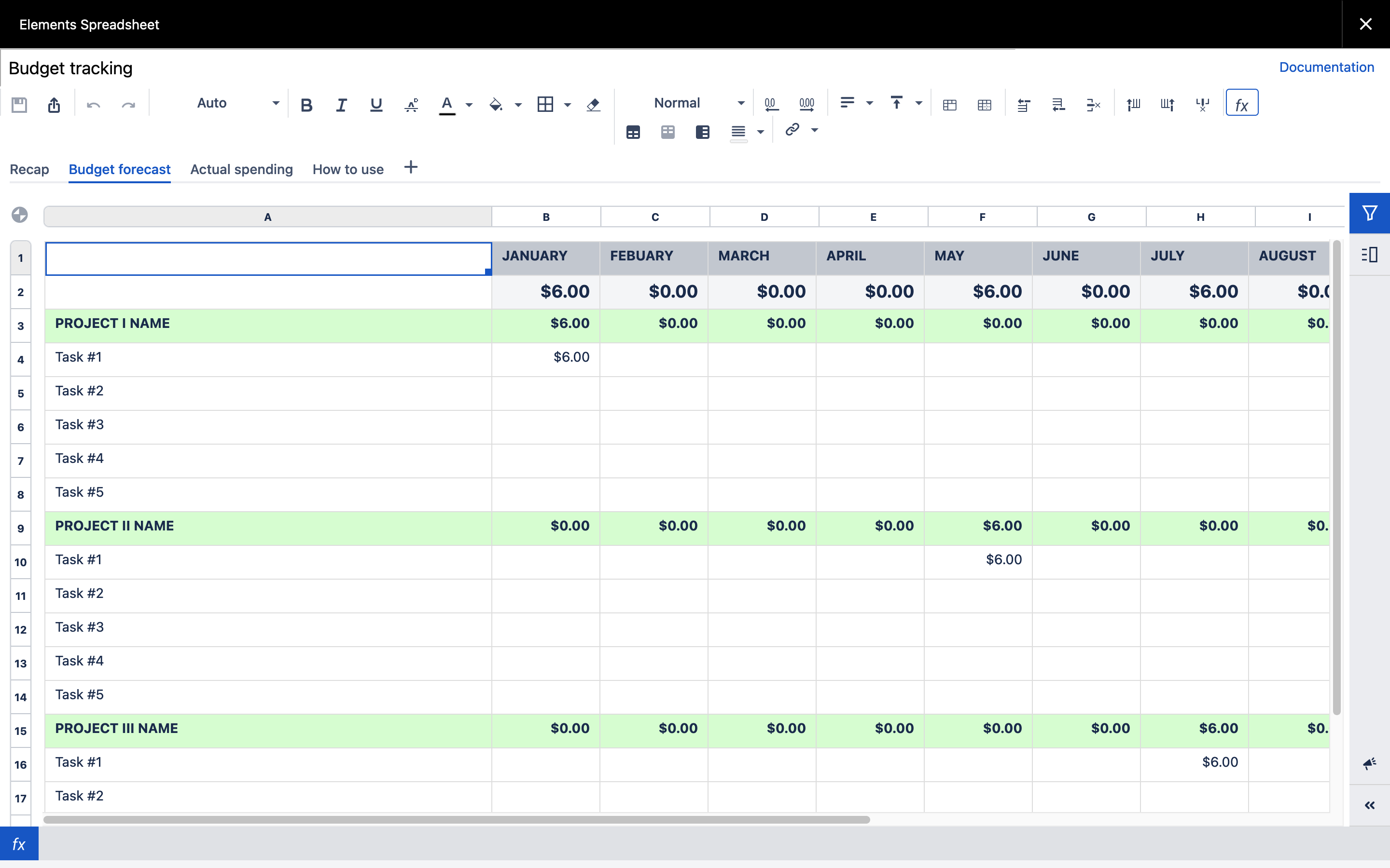 Add advanced Spreadsheets to your Confluence page with templates