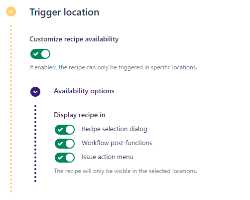 Triggers settings