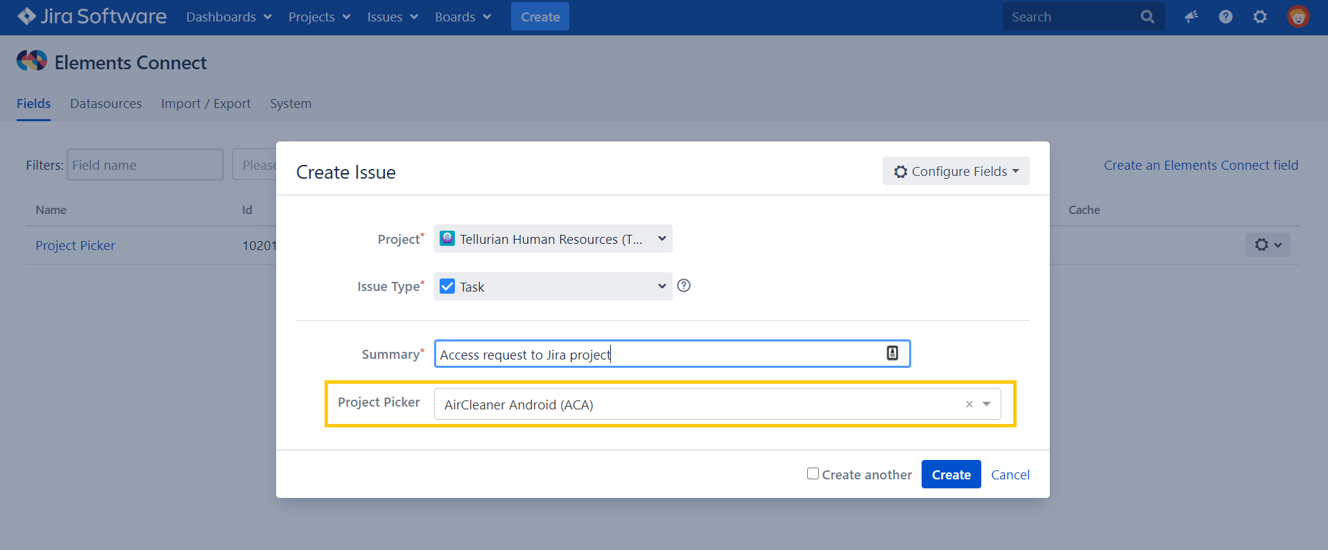 Display Elements Connect Field In Jira Issues 