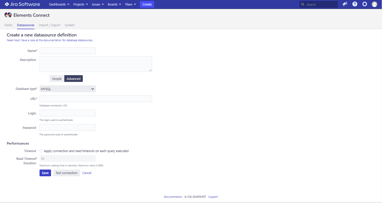 Configure a Database datasource