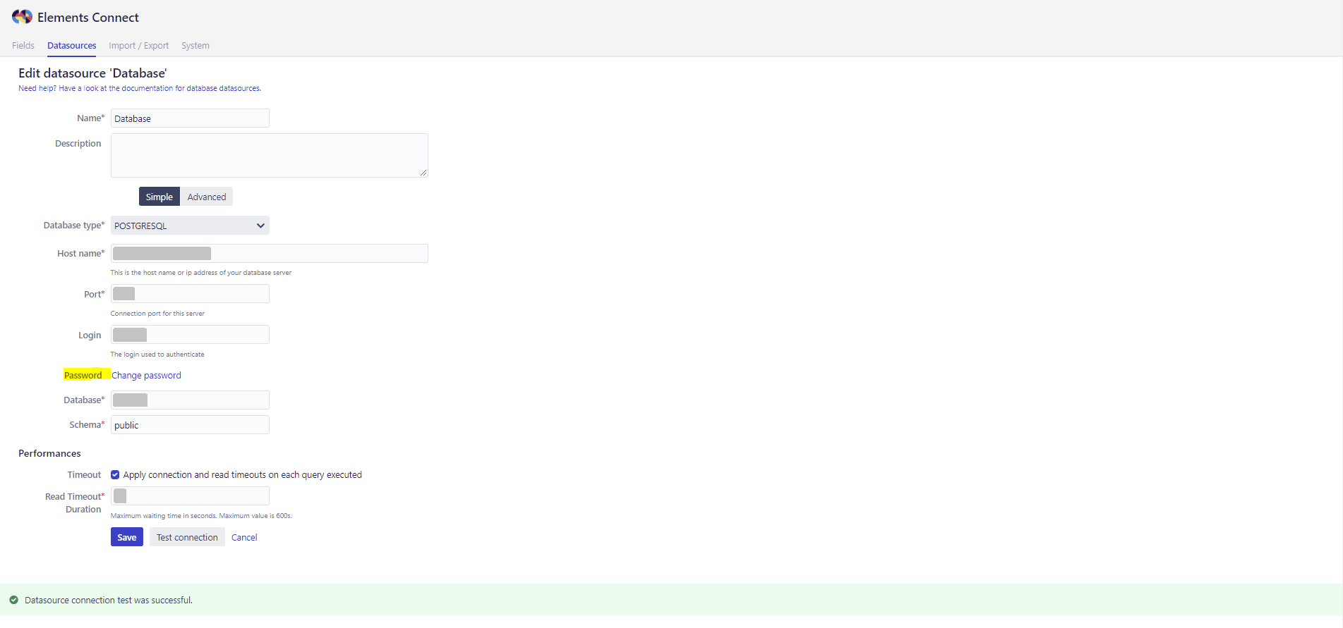 Configure a Database datasource